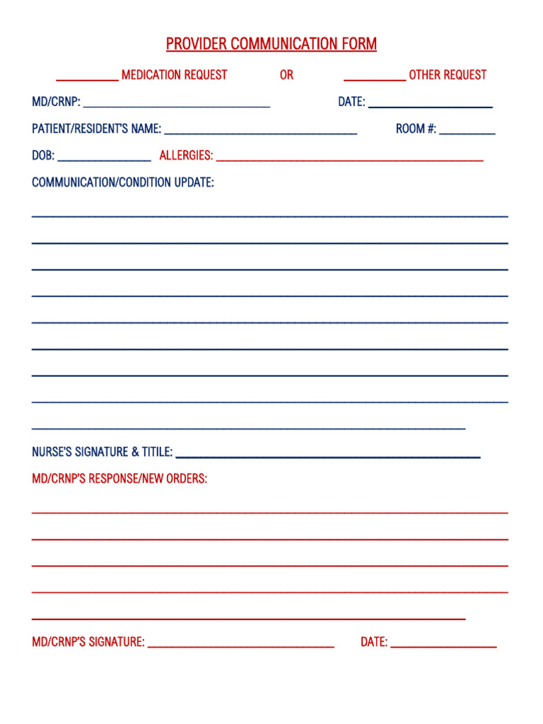 Medication Request Communication Form | PDF
