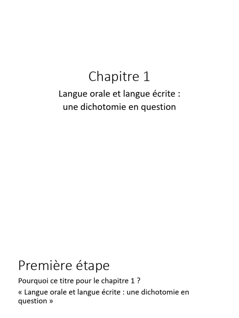 Dichotomie entre oral et écrit en français | PDF | la communication ...