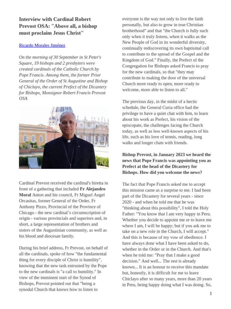 Cardinal Prevost on Humility and Leadership | PDF | Catholic Church | Jesus