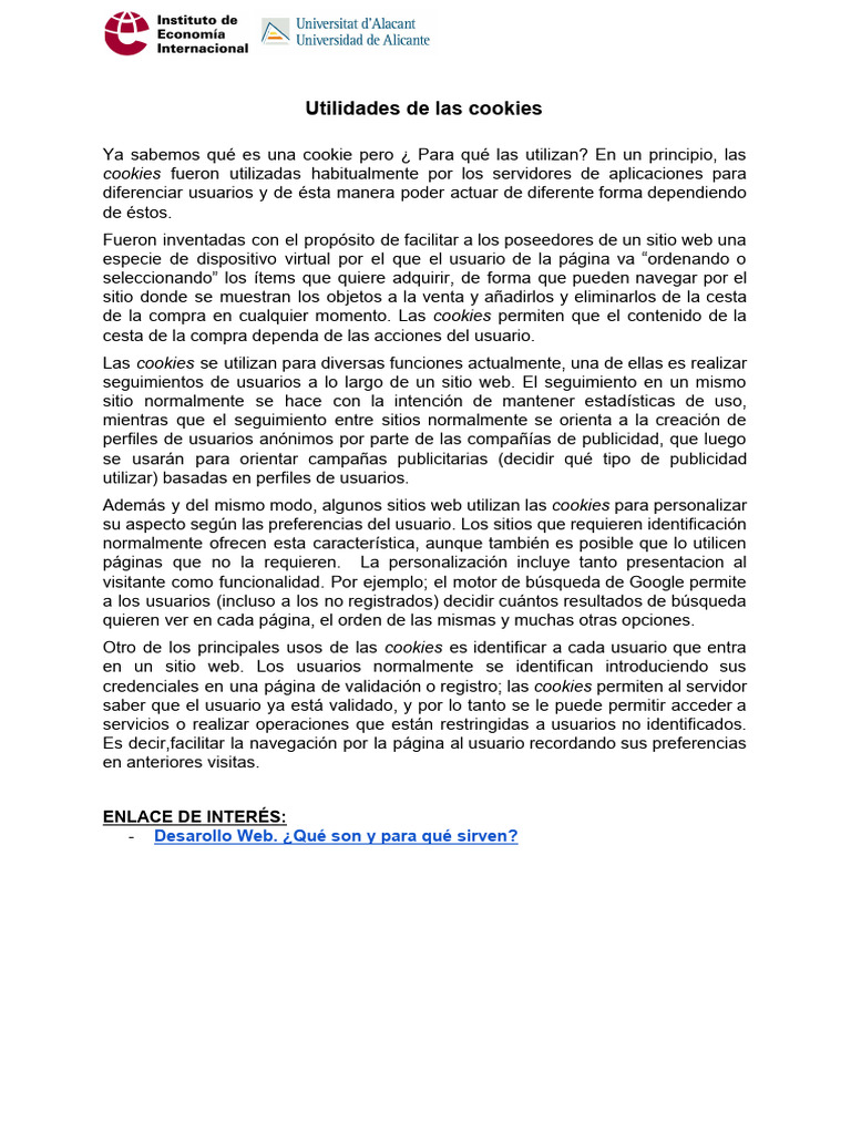 6-Utilidades-de-las-cookies | PDF | Cookie HTTP | Informática