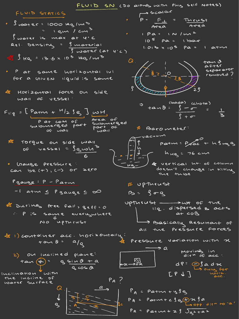Mechanical Properties of Fluids Notes | PDF | Viscosity | Pressure