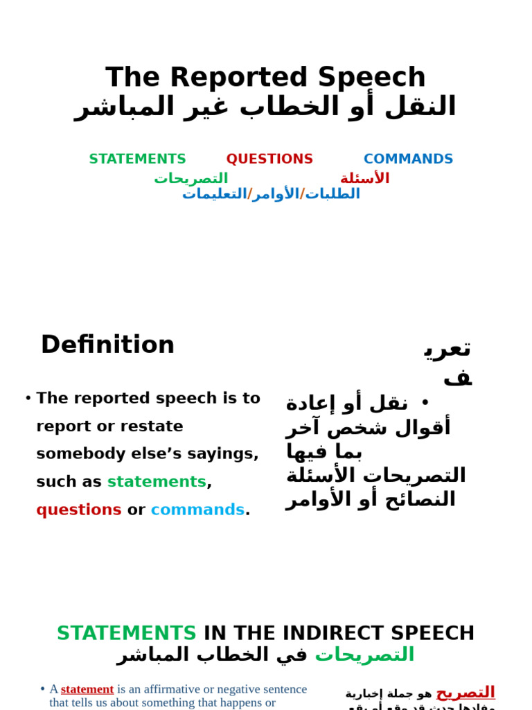 The Reported Speech Lesson Bilingual | PDF | Language Families ...