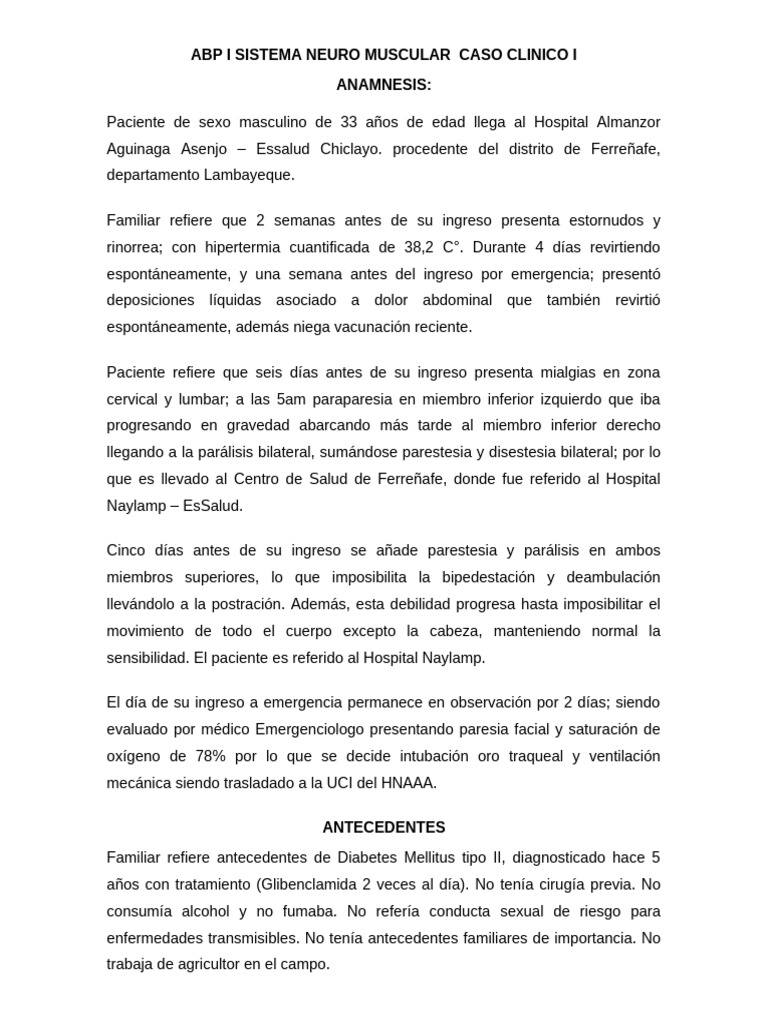 Caso Clinico Abp 1 2 | PDF | Medicina CLINICA | Especialidades Medicas
