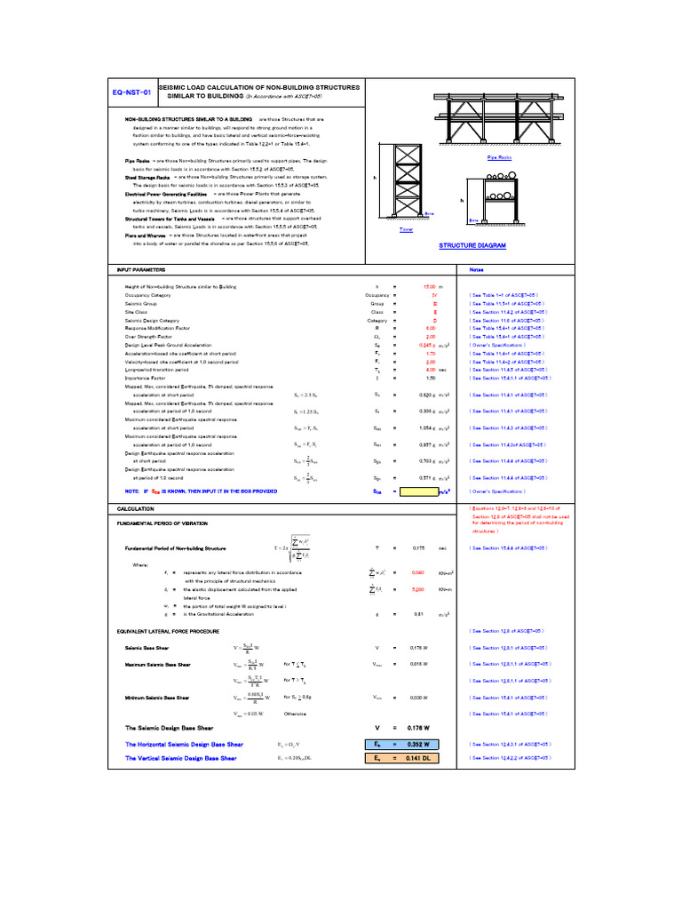 Seismic Load Calc of Non-Building Structure Similar To Buildings As Per ...