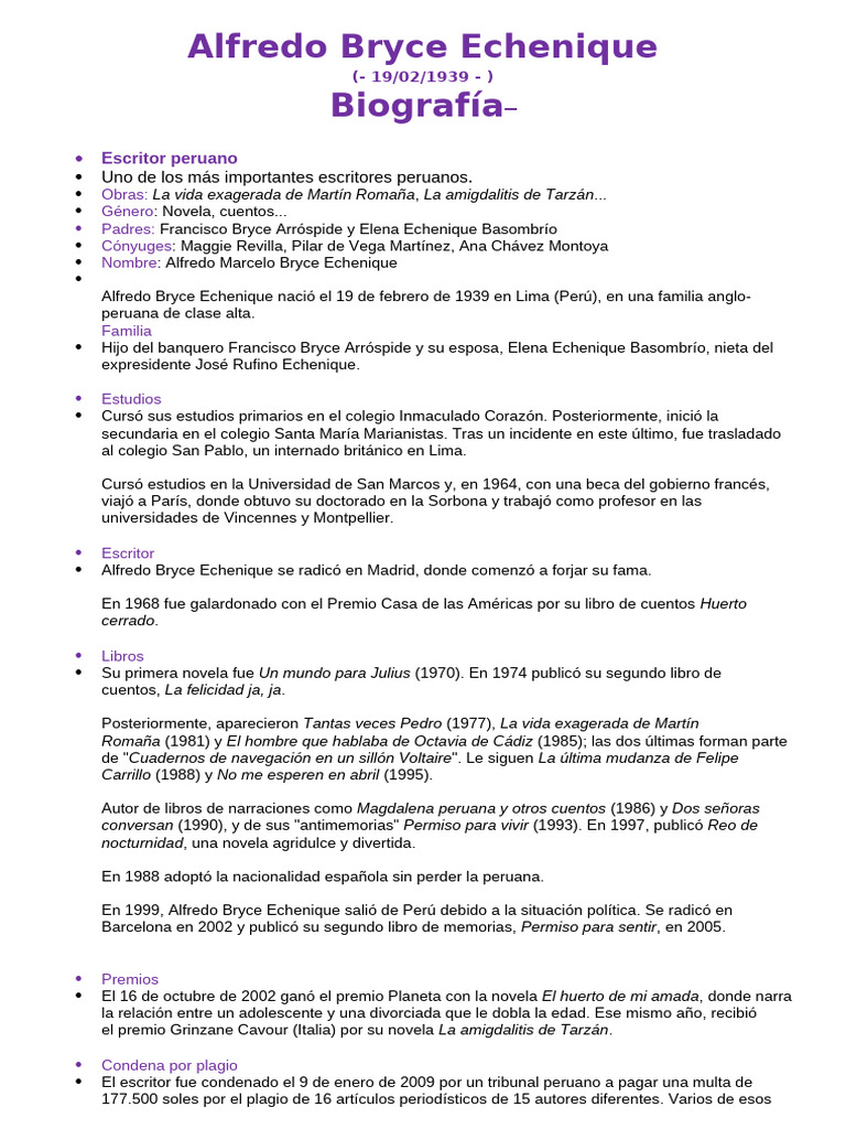 Alfredo Bryce Echenique | PDF