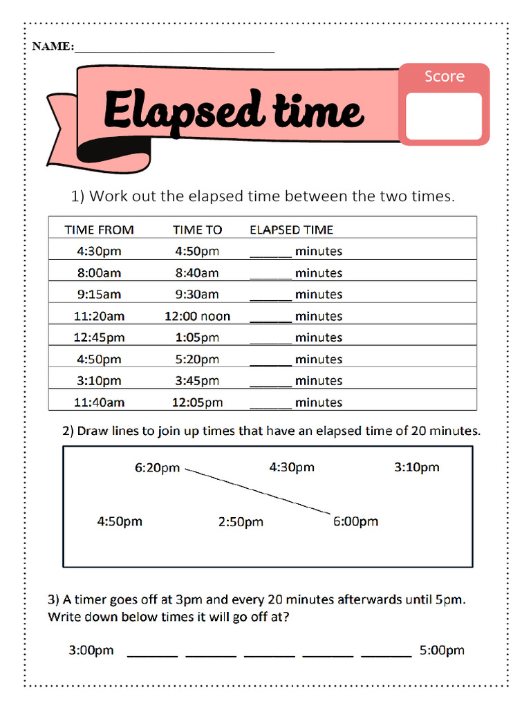 Worksheet 45 - Elapsed Time | PDF
