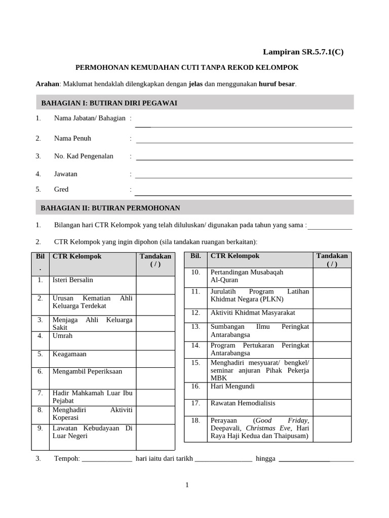 Borang CTR Kelompok SR.5.7.1 (C) | PDF