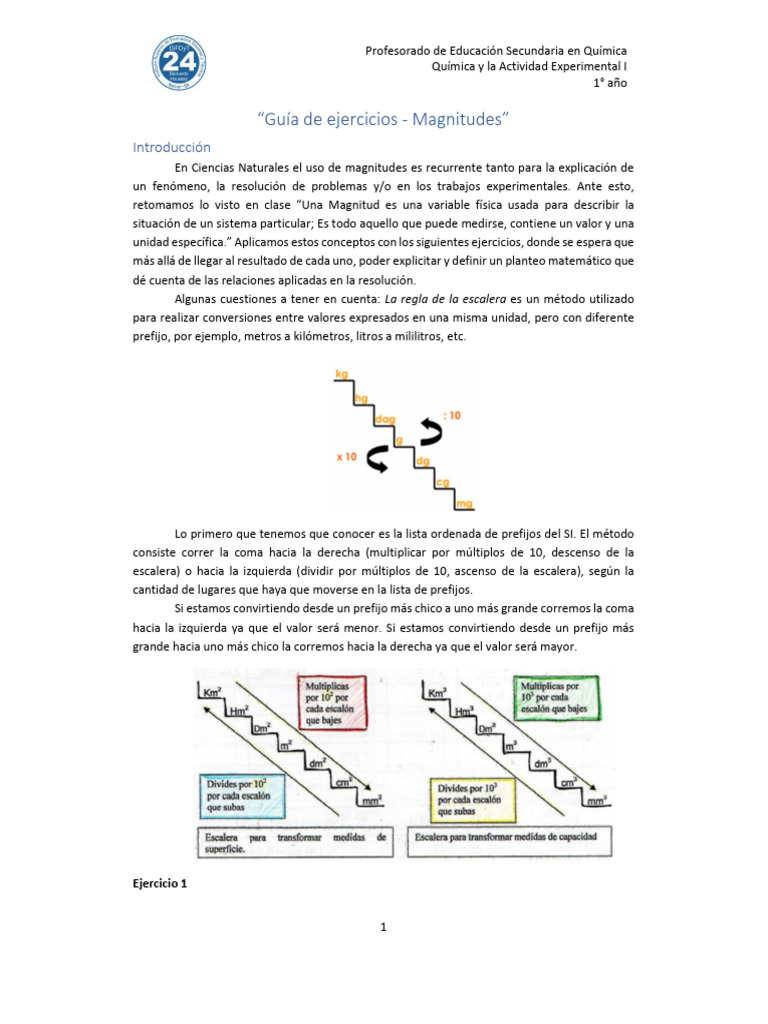 QAEI - 1C - Guia de Ejercicios Magnitudes | PDF | Litro | Experimentar