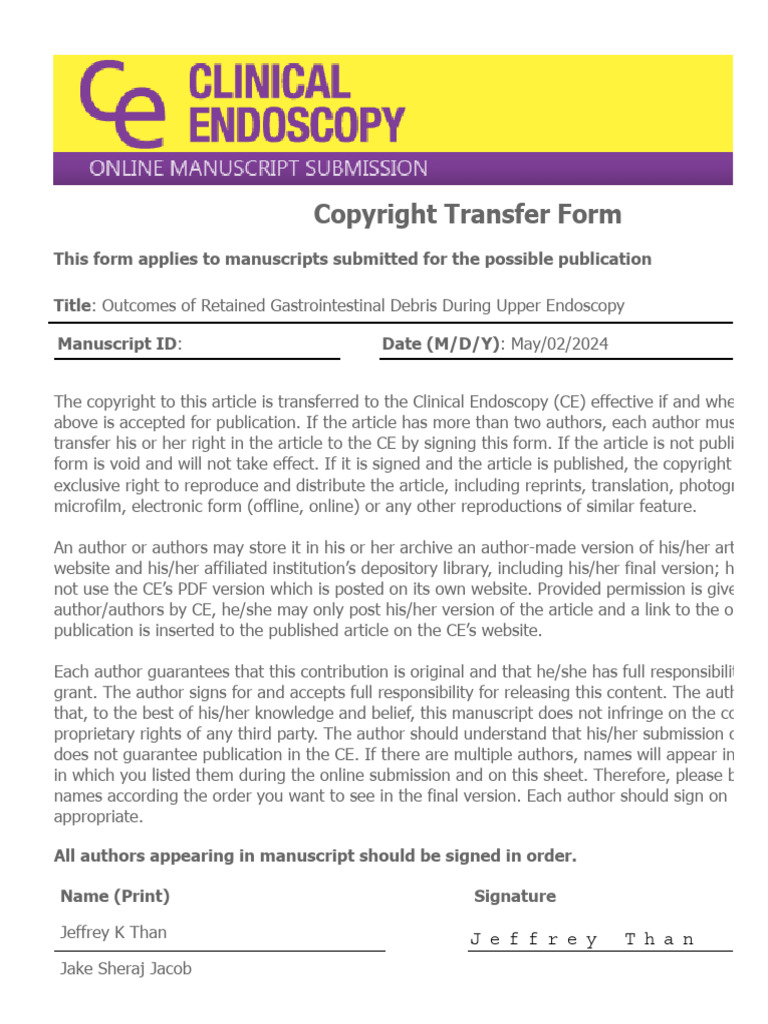 Electronic Manuscript Management System of The CE - Clinical Endos ...