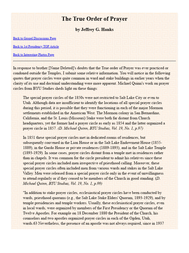 The True Order of Prayer Explained | PDF | Saint Joseph | Joseph Smith