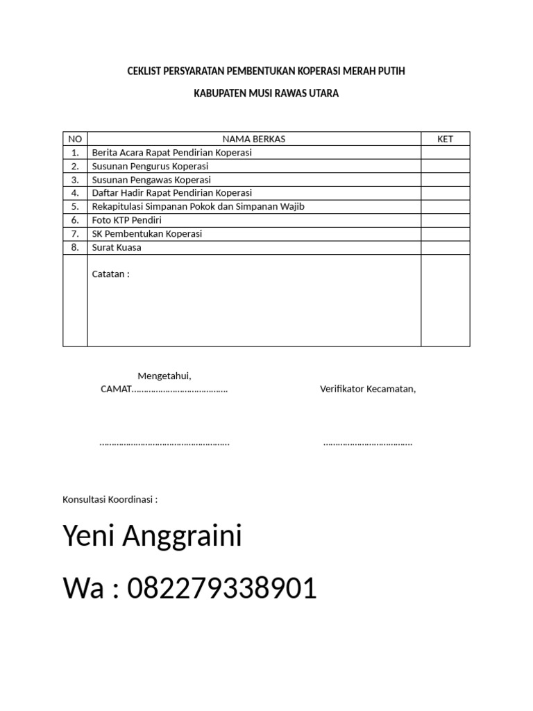 Ceklist Persyaratan KMP | PDF