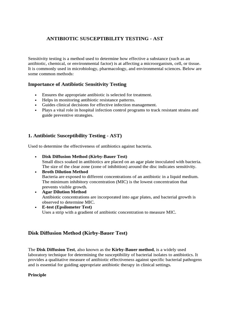 ANTIBIOTIC Sensitivity Testing Methods | PDF | Antimicrobial Resistance ...