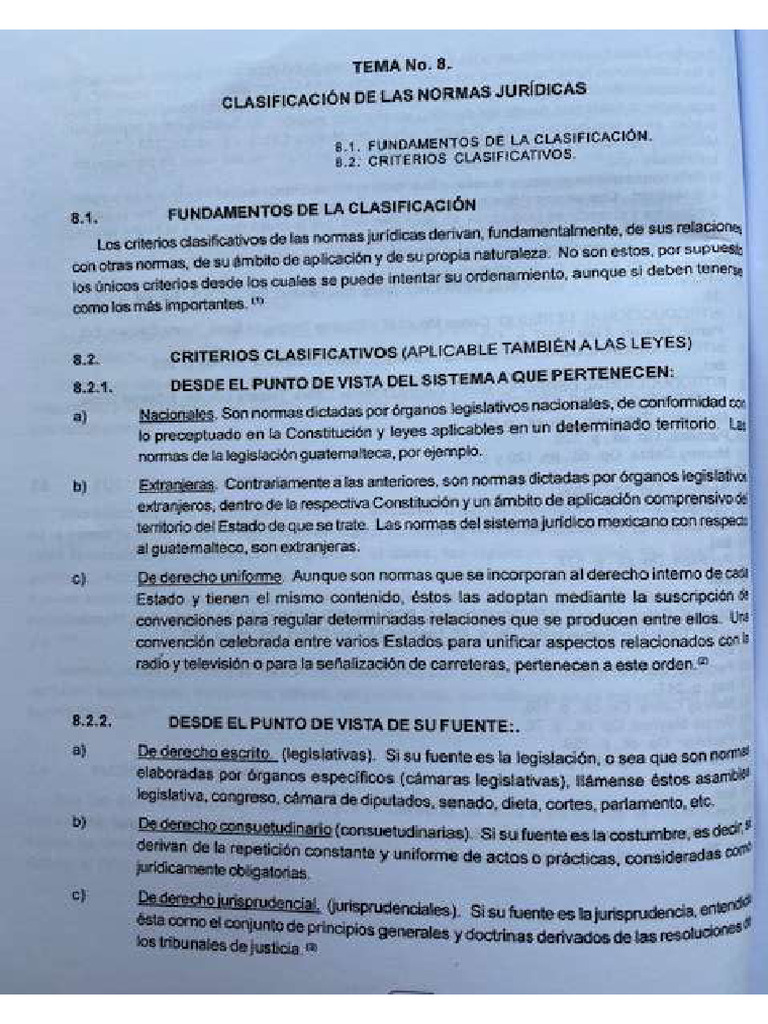 Tema No 8 Clasificaciòn de Las Normas Jurìdicas | PDF