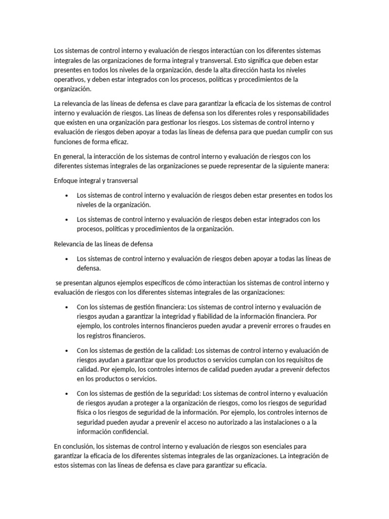 Ensayo Control Interno | PDF | Calidad (comercial) | Evaluación de riesgos
