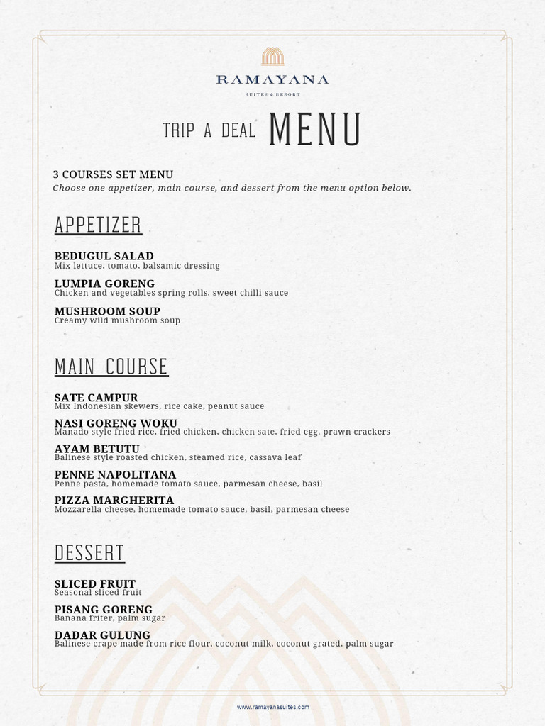 Tripadeal Sample Menu2 | PDF