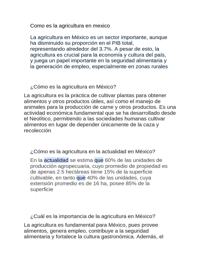 Como Es La Agricultura en Mexico | PDF