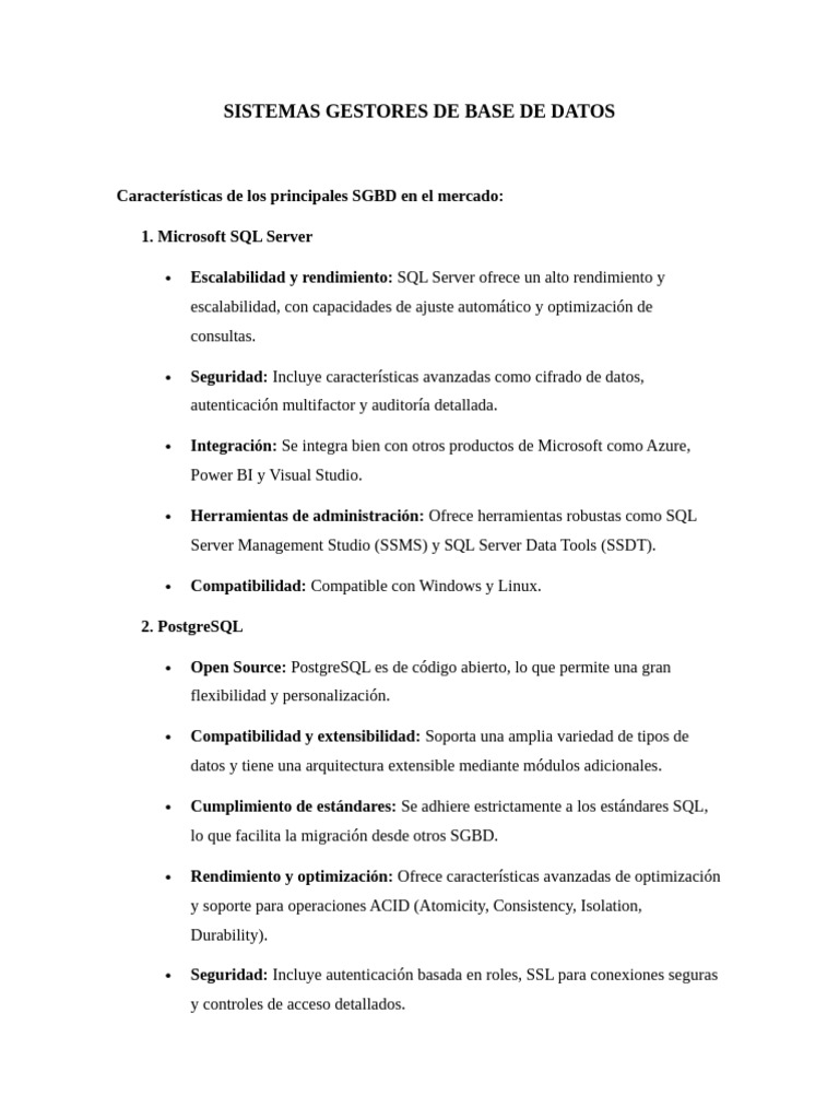 Sistemas Gestores de Base de Datos | PDF | Computación en la nube | Mi sql