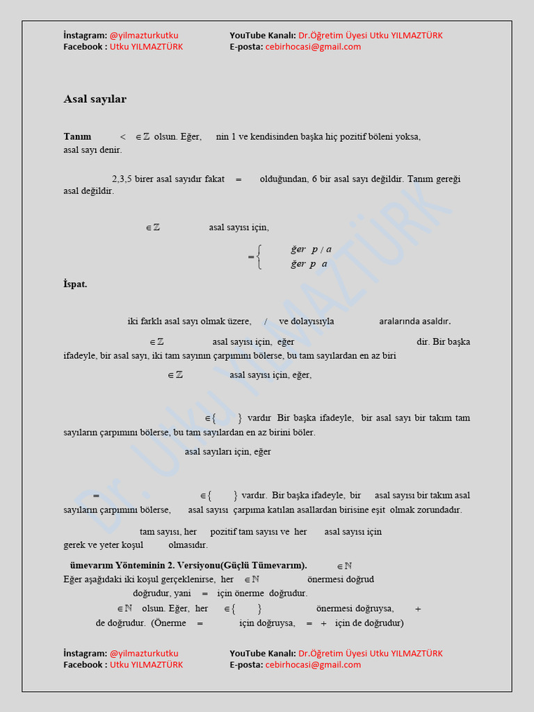 Video 9. Sayılar Teorisi 1 - Hafta 5 | PDF