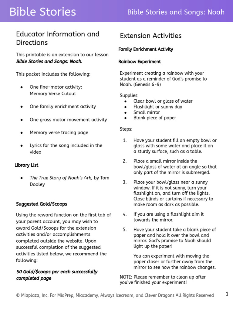 Bible Stories and Songs - Noah | PDF | Noah | Genesis Flood Narrative