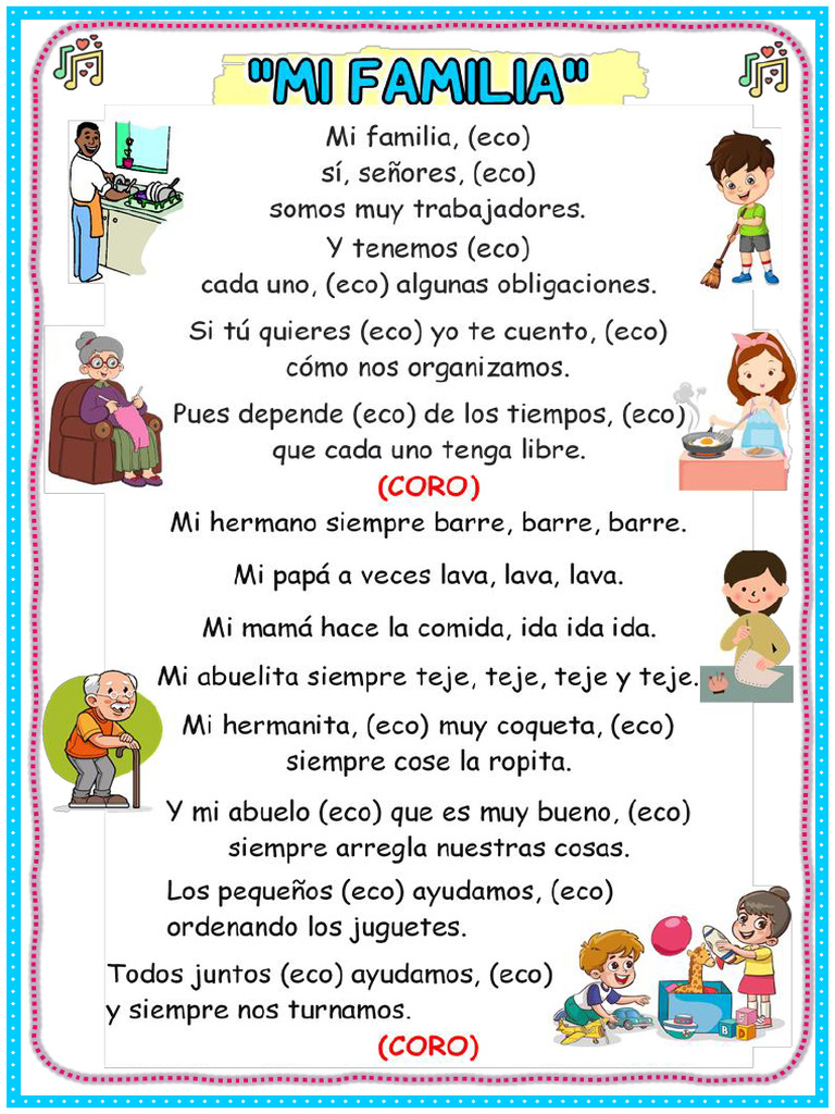 Ficha Leemos Una Canciòn Mi Familia | PDF