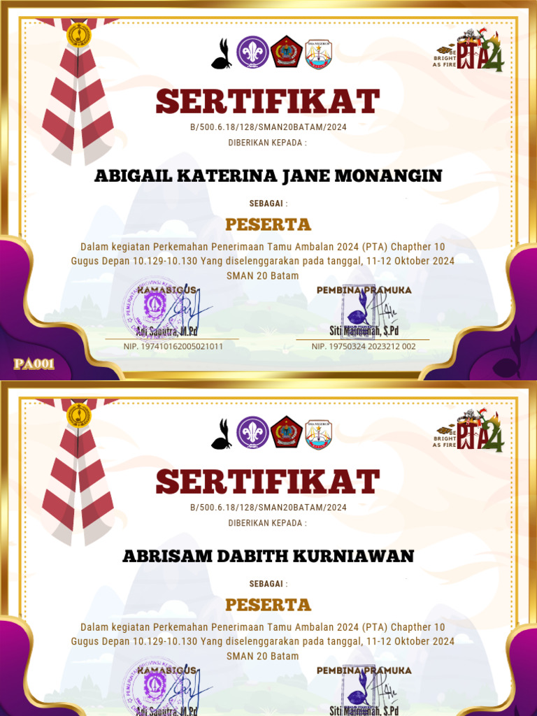 Sertifikat PA001-PN299 | PDF