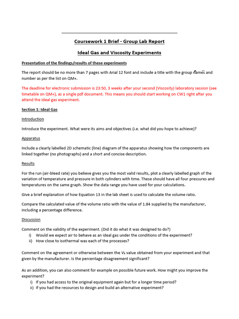 CW1 Group Report and Mark Scheme | PDF | Accuracy And Precision | Experiment