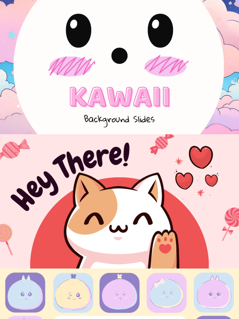Cute Illustrated Kawaii Japan Background Slides | PDF