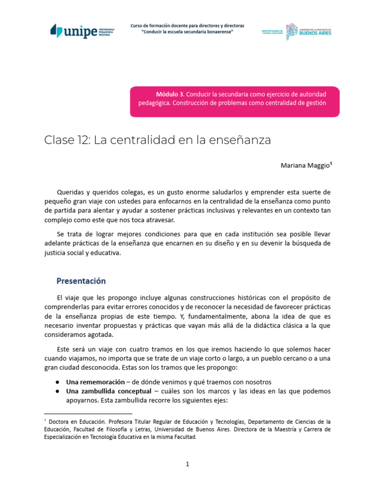 Módulo 3. Clase 12 - Maggio | PDF | Enseñando | Maestros