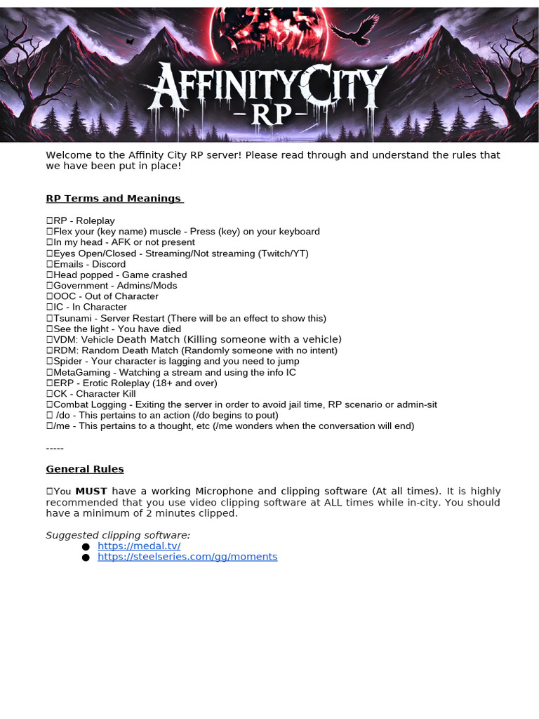 Affinity City RP Rules | PDF