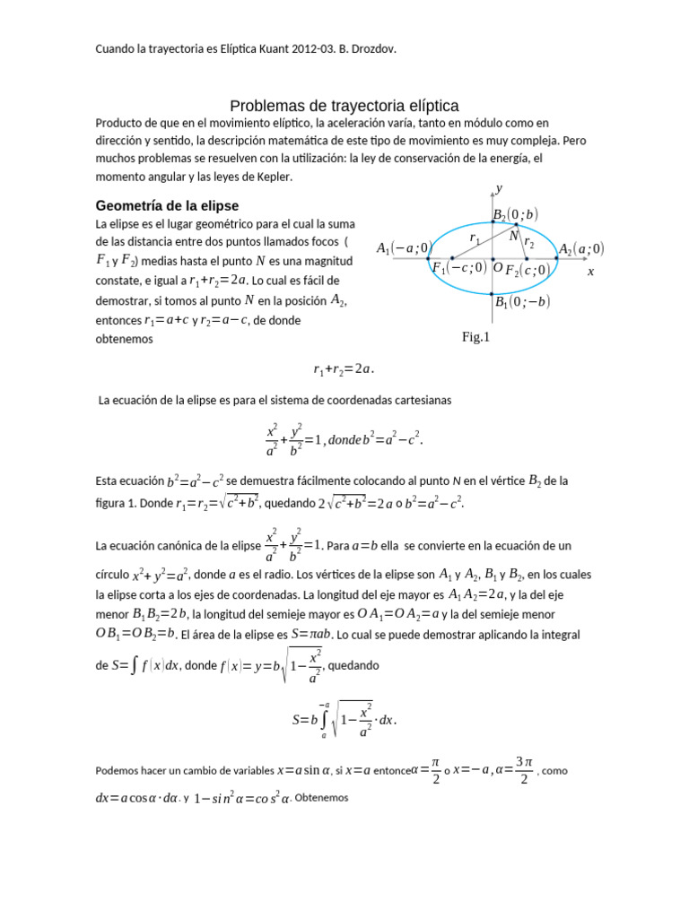 Cuando La Trayectoria Es Una Elipse 2012-03 | PDF | Elipse | Orbita