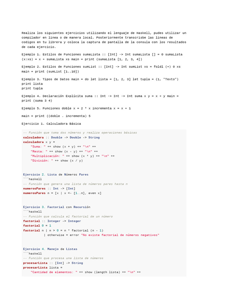 Ejercicio en Haskell Tema 2 | PDF | Paradigmas de programación | Ingeniería Informática
