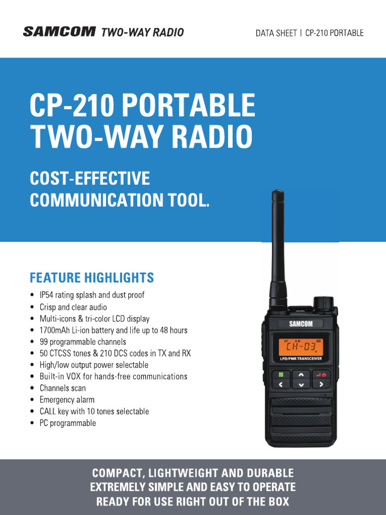 SAMCOM CP-210 Data Sheet | PDF