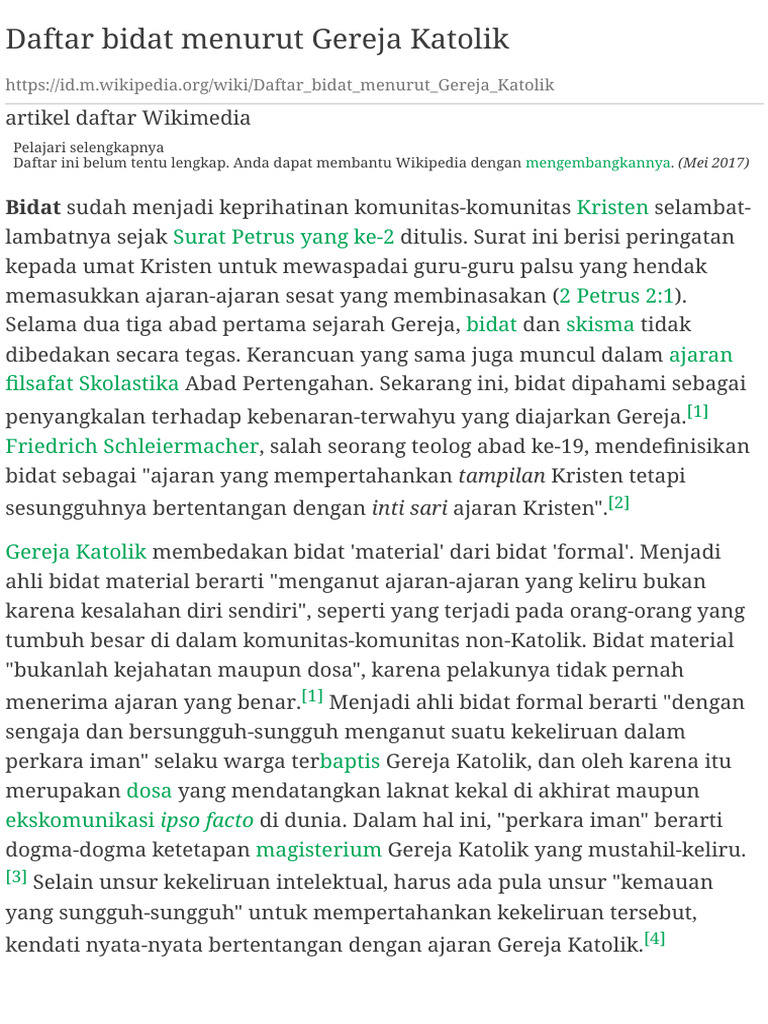 Daftar Bidat Menurut Gereja Katolik | PDF