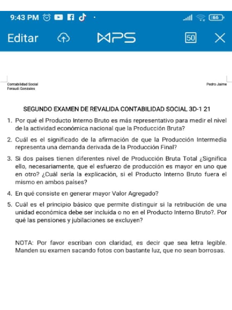 Segunda Exámen de Revalida Contabilidad Social 2022 | PDF