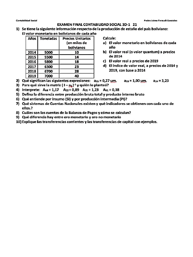 Examen Final Contabilidad Social | PDF