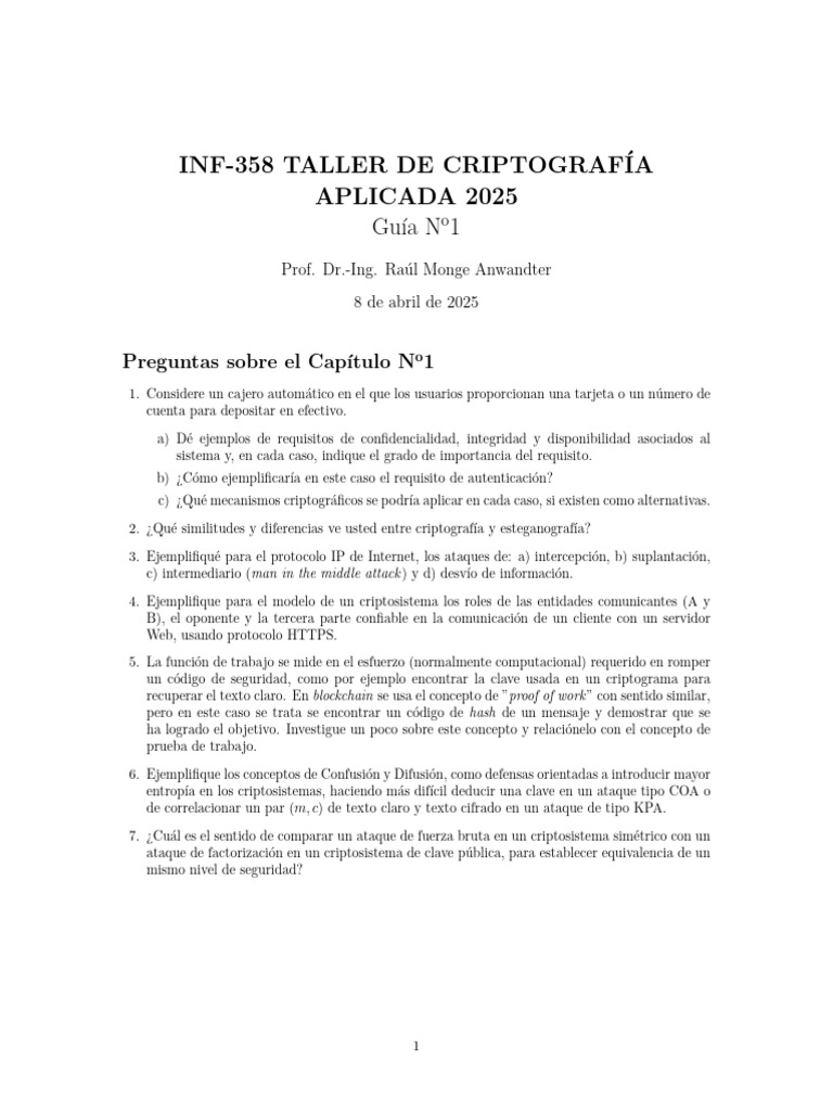Guia 1 | PDF | Cifrado | Clave (criptografía)