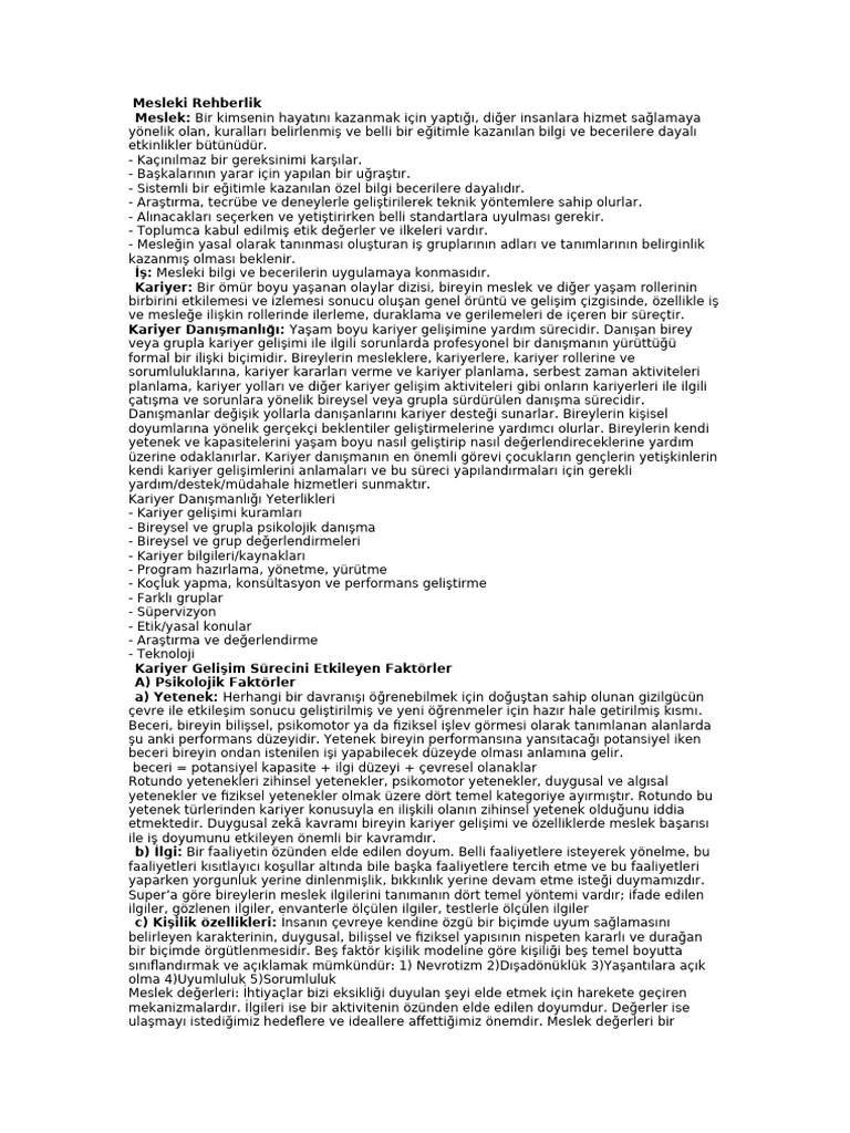 Mesleki Rehberlik | PDF