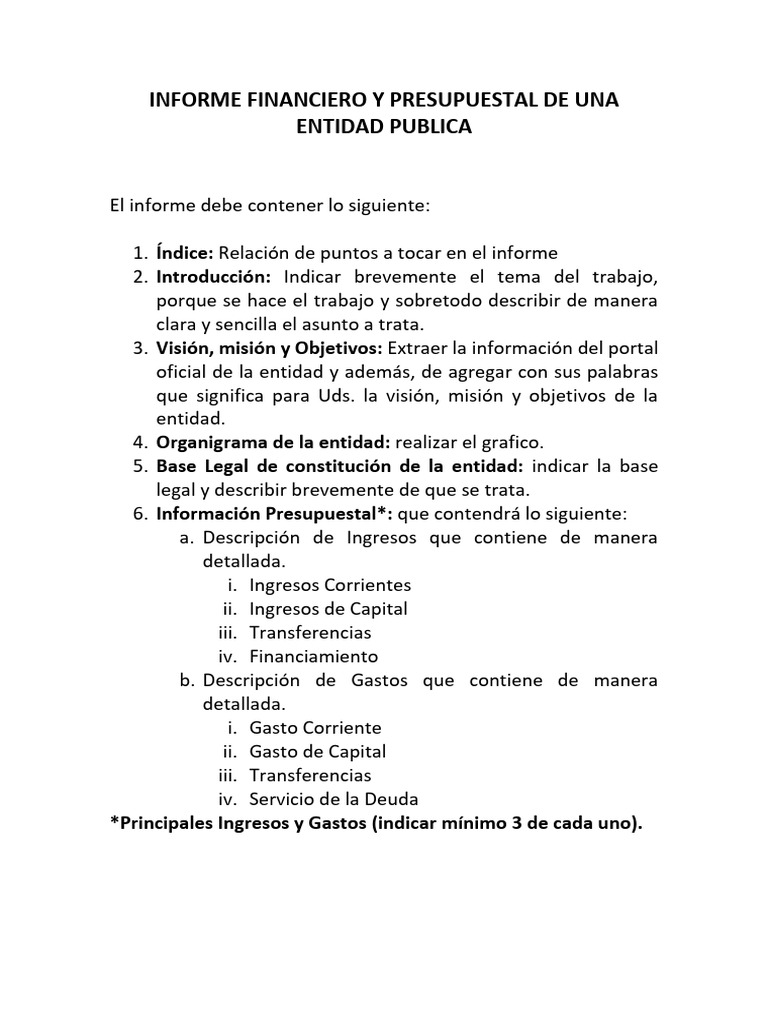 Informe Financiero y Presupuestal de Una Entidad Publica | PDF