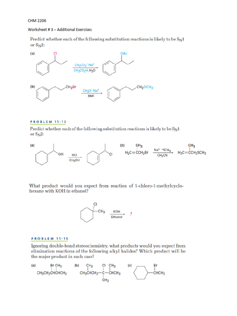 CHM 2207 Supplement Worksheet | PDF