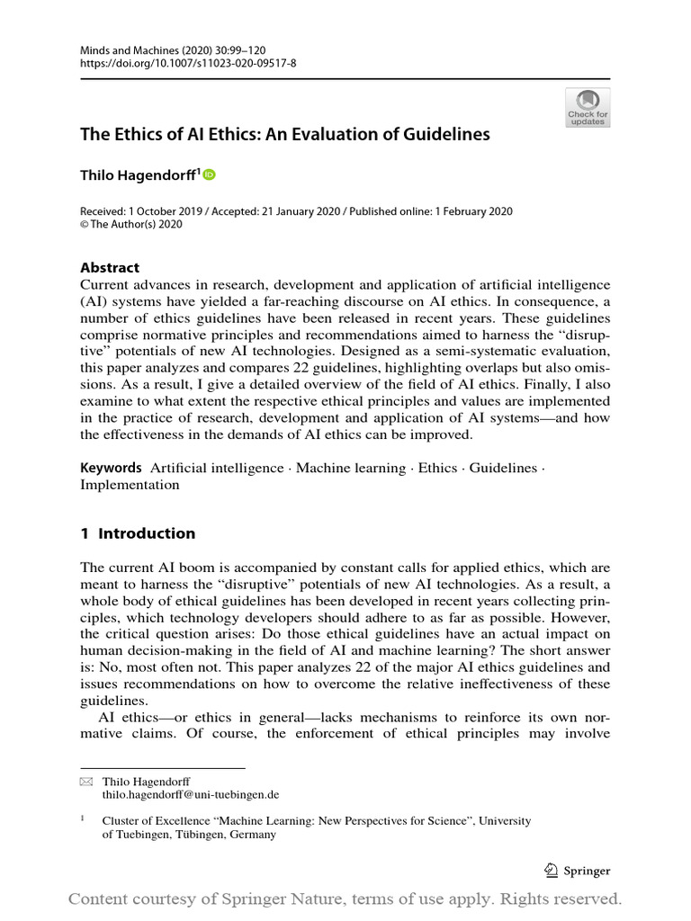 The Ethics of AI Ethics An Evaluation of Guideline | PDF | Artificial ...