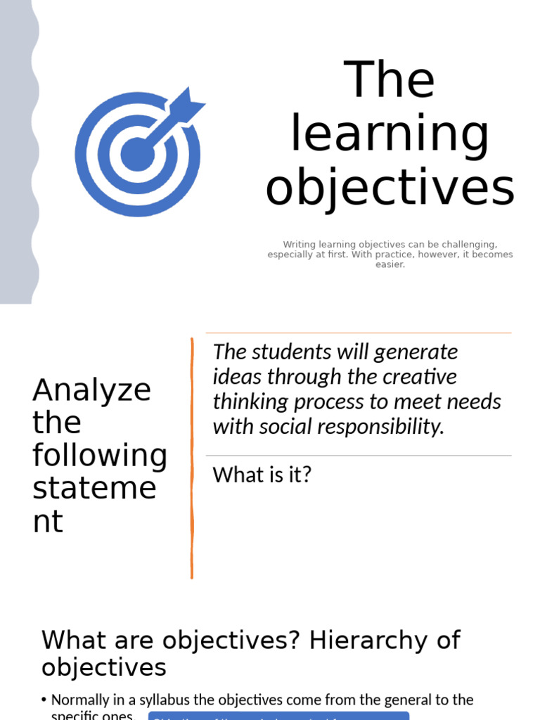 The Learning Objectives | PDF
