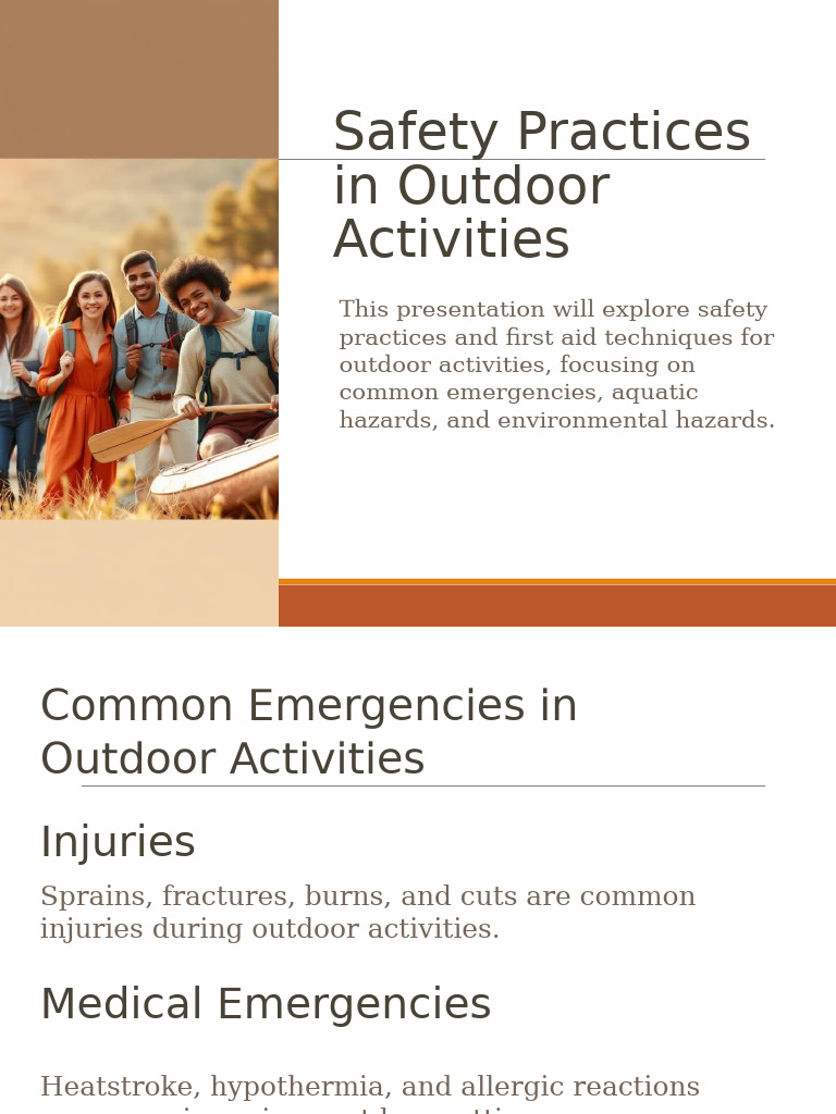 Safety Practices in Outdoor Activities | PDF | Swimming | First Aid