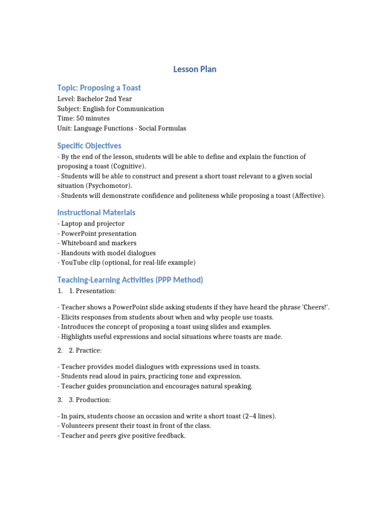 Crafting Effective Toasts | PDF