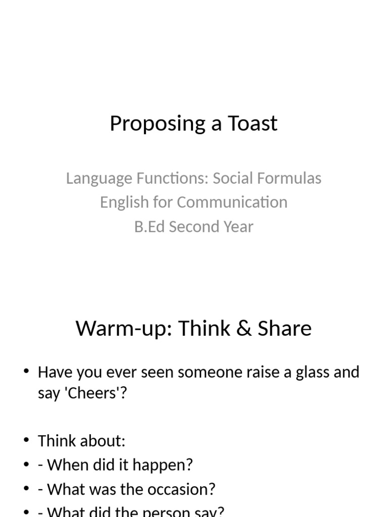 Proposing A Toast Presentation | PDF