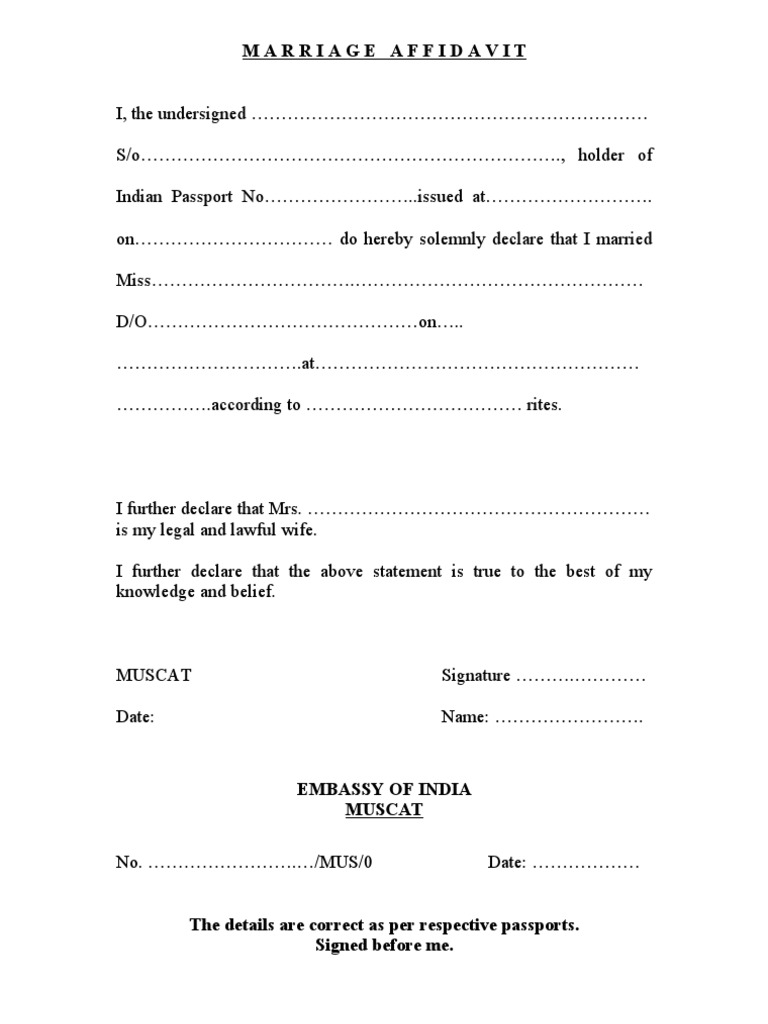 Marriage Affidavit | PDF | Law