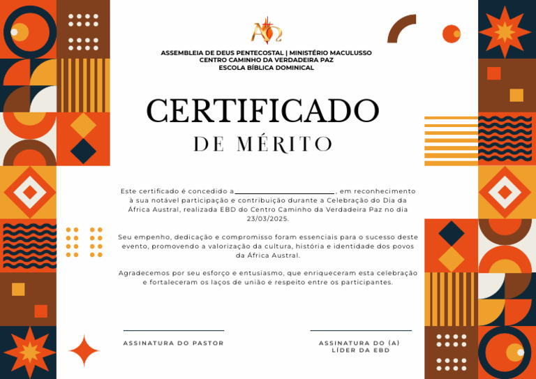 Certificado de Mérito: Dia da África Austral | PDF