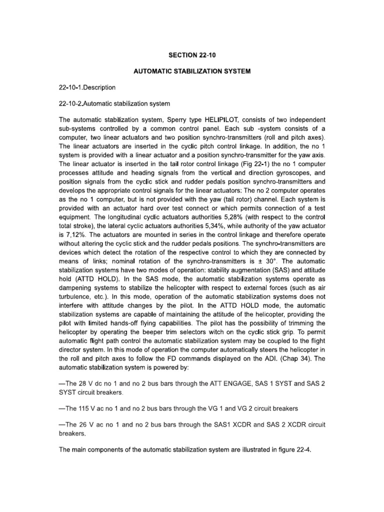 Section 22-10 Automatic Stabilization System - A109C | PDF