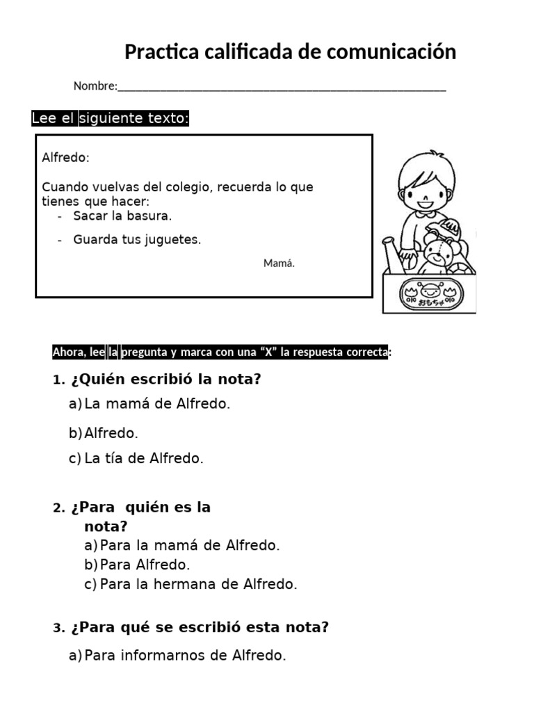 Ejemplo de Nota para Niños | PDF