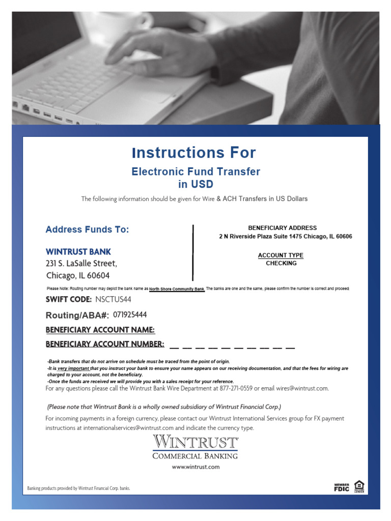 Wintrust Bank Wire Transfer Details | PDF | Banks | Economies