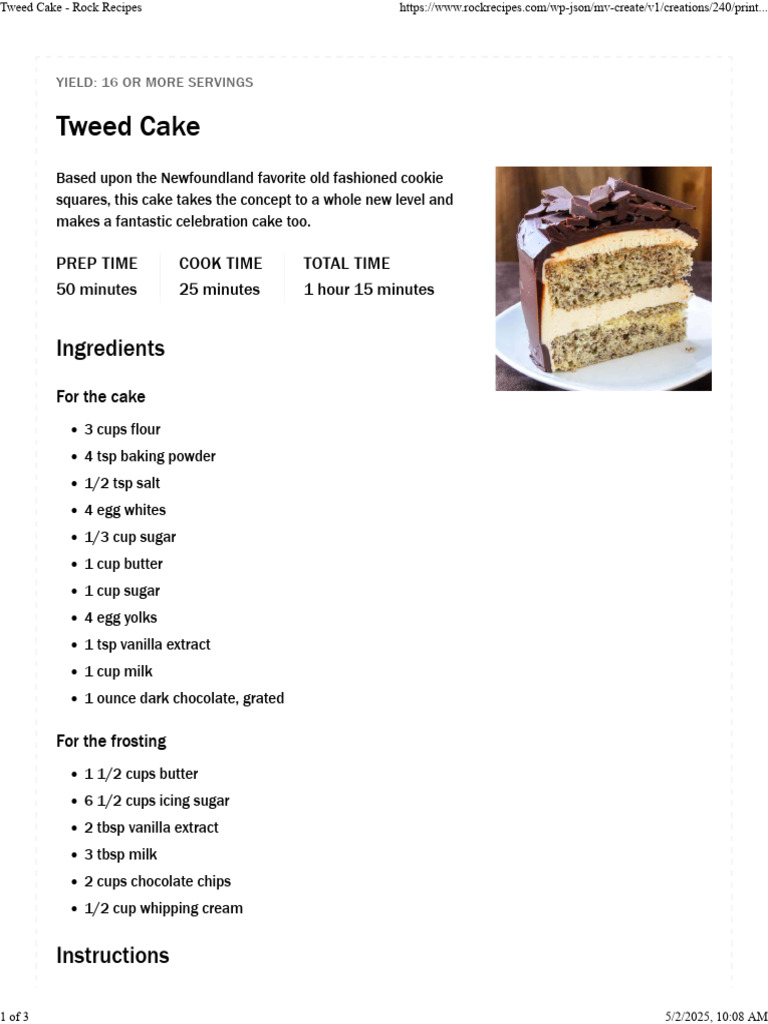 Tweed Cake - Rock Recipes | PDF | Cakes | Icing (Food)